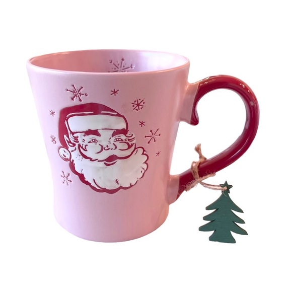 Prima Design | Dining | Pink Santa Snowflake Red Handle Christmas Mug ...